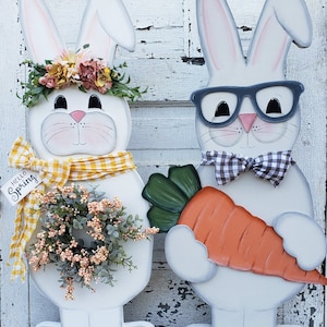 Spring Easter Porch Bunny With Glasses Wood Craft Pattern - Etsy