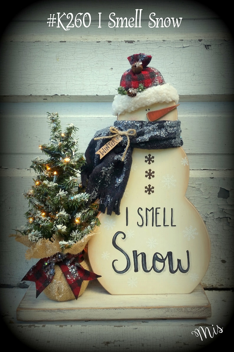 Wood Snowman Craft Buffalo Plaid Craft Pattern K260 I Smell - Etsy