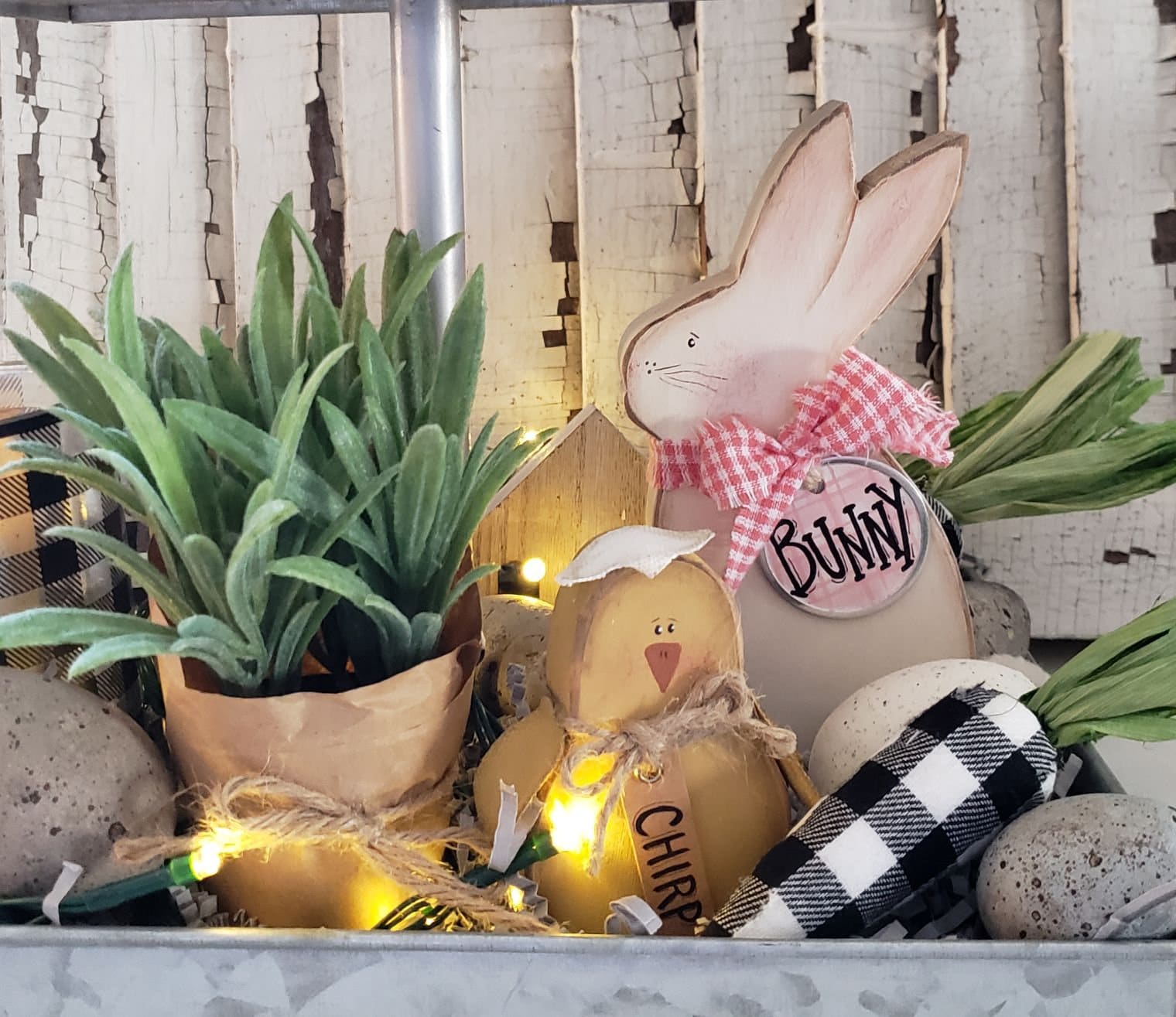 K280 Easter Spring DIY Craft Wood Pattern Bunny Plant Poke and | Etsy