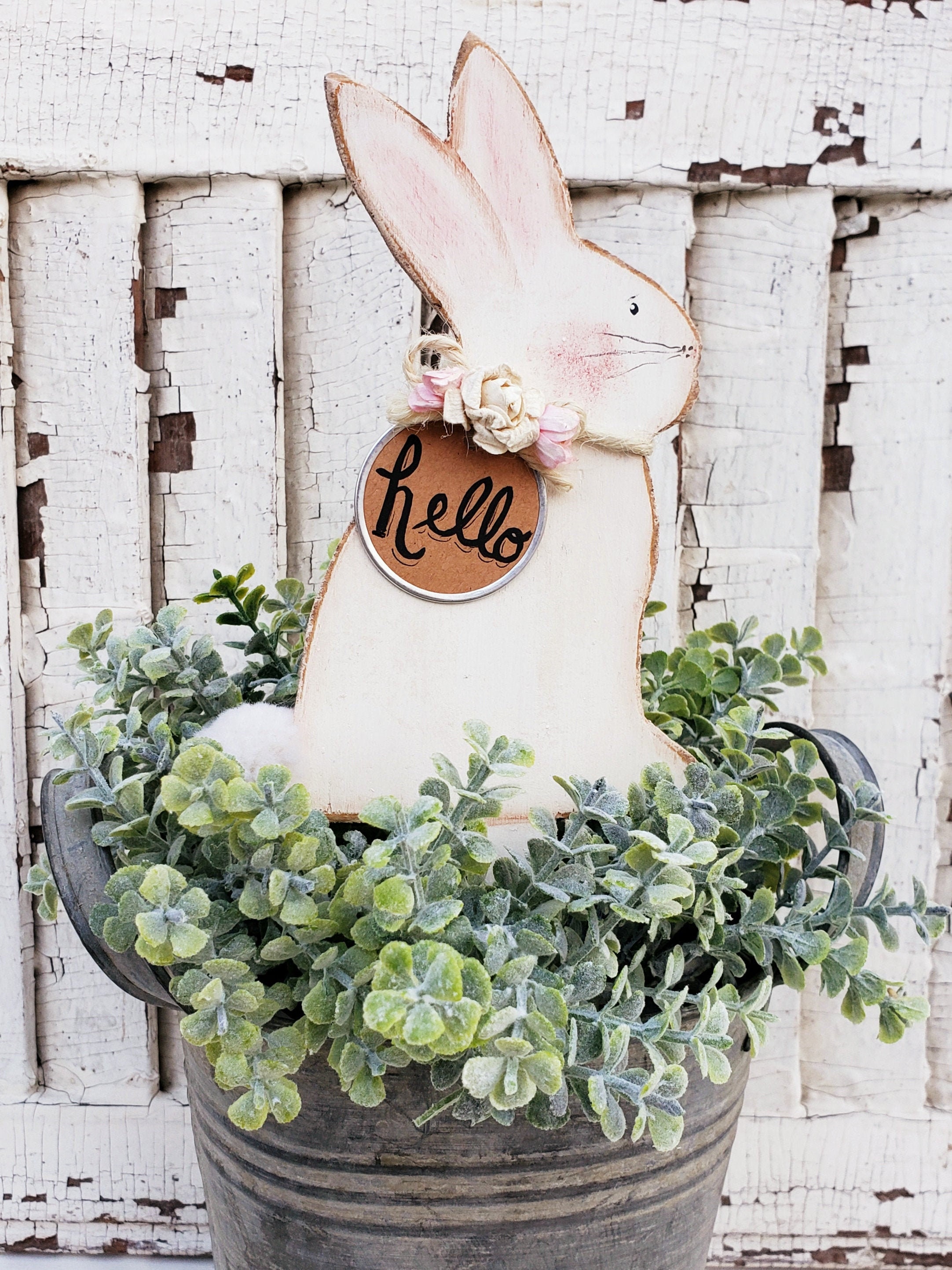 K280 Easter Spring DIY Craft Wood Pattern Bunny Plant Poke and - Etsy