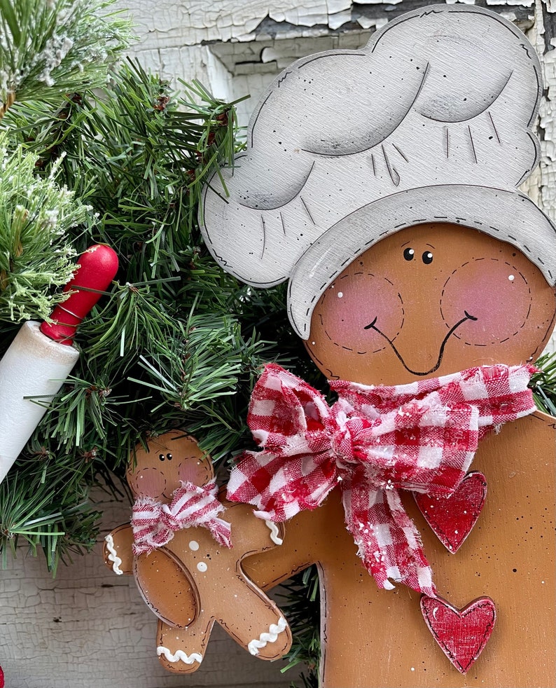 Gingerbread Man Baking Christmas Wreath PDF Pattern Template - Etsy