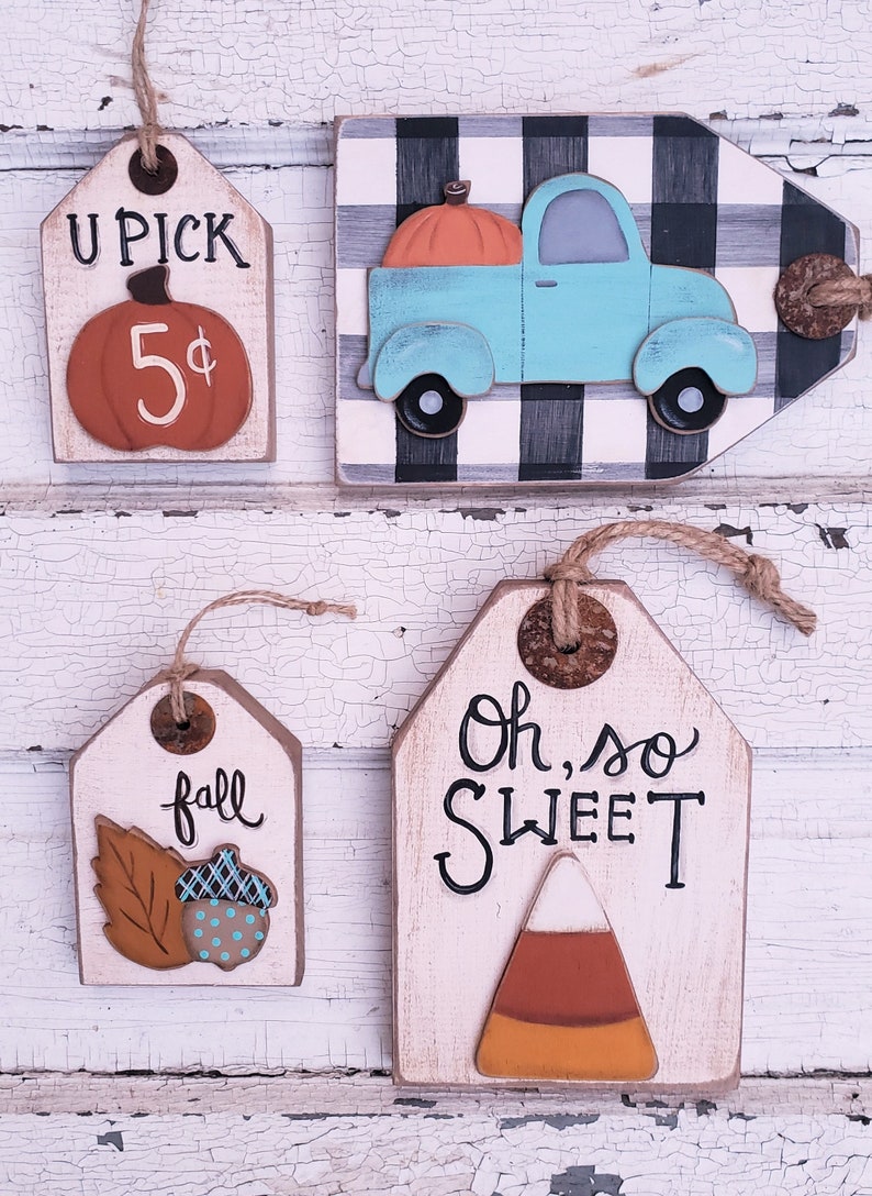 K272 Fall Wood Tag Craft Pumpkin Truck Pattern - Etsy