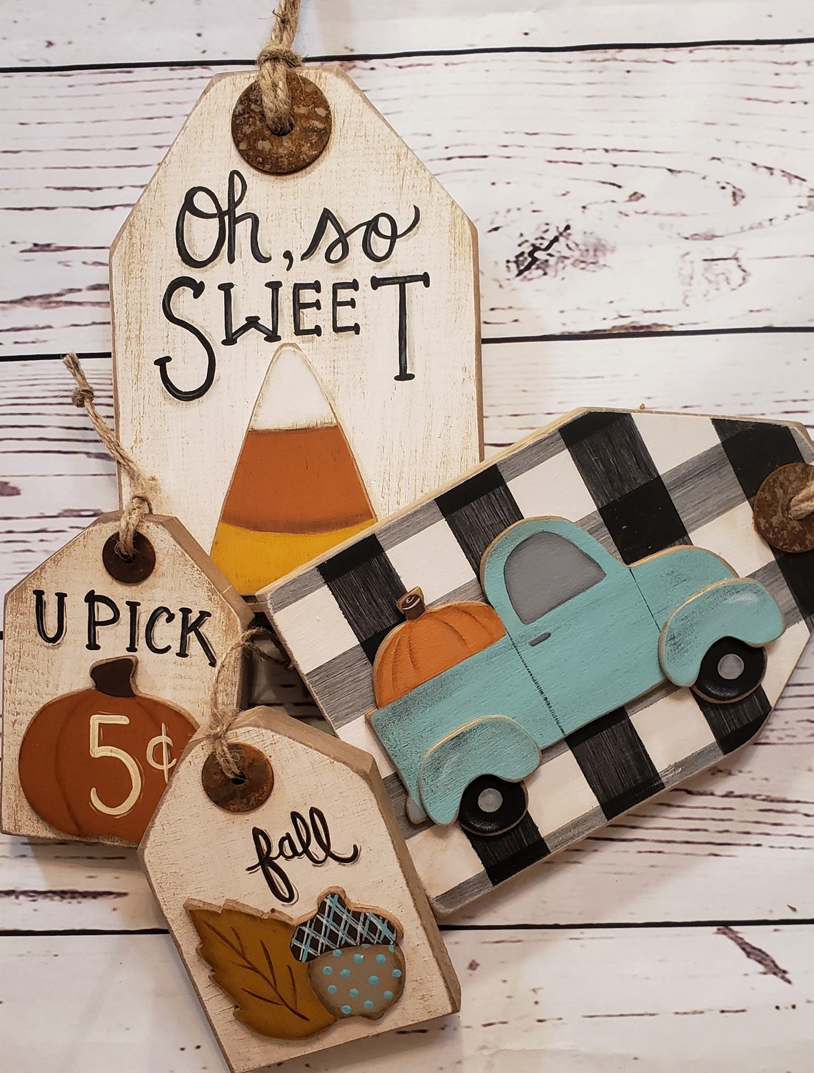 K272 Fall Wood Tag Craft Pumpkin Truck Pattern | Etsy
