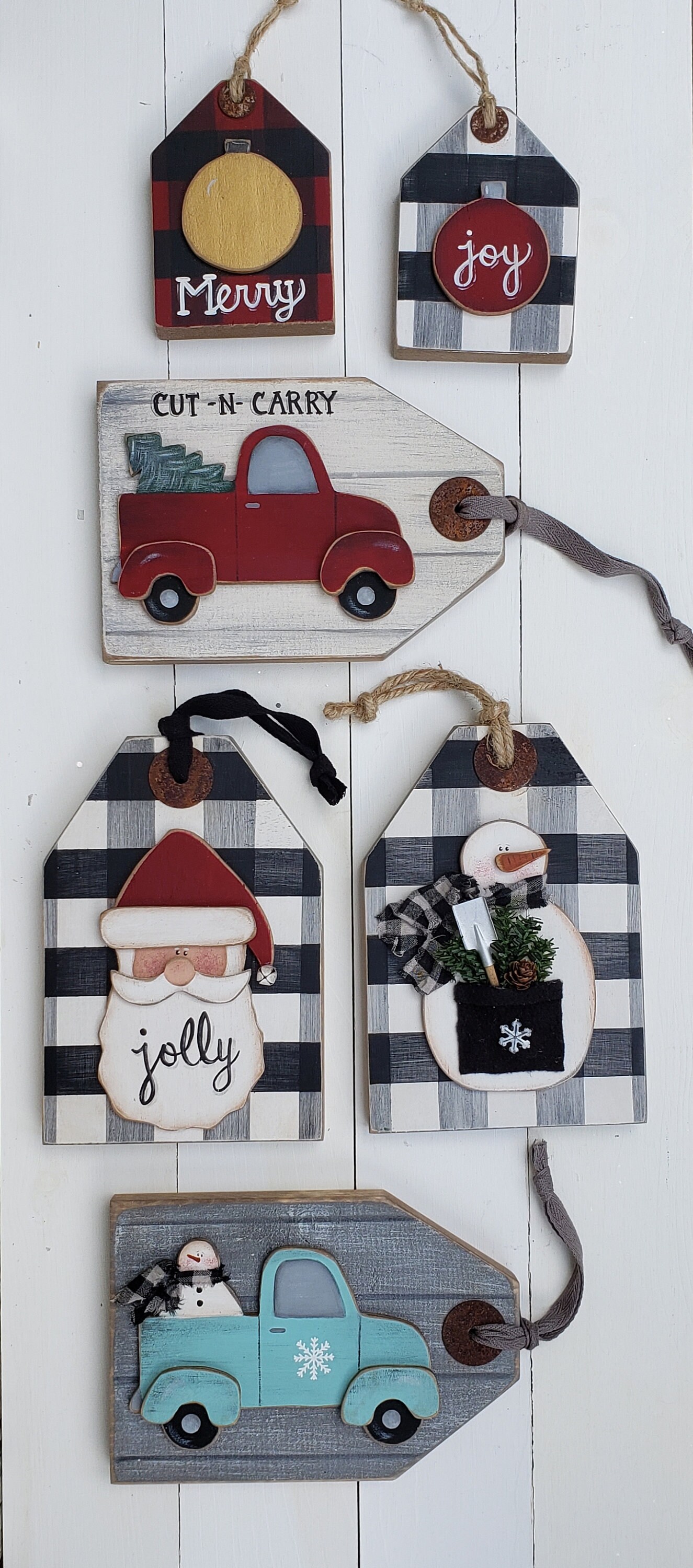 K273 Winter Wood Craft Tags Truck Snowman Santa Pattern PDF SVG - Etsy ...