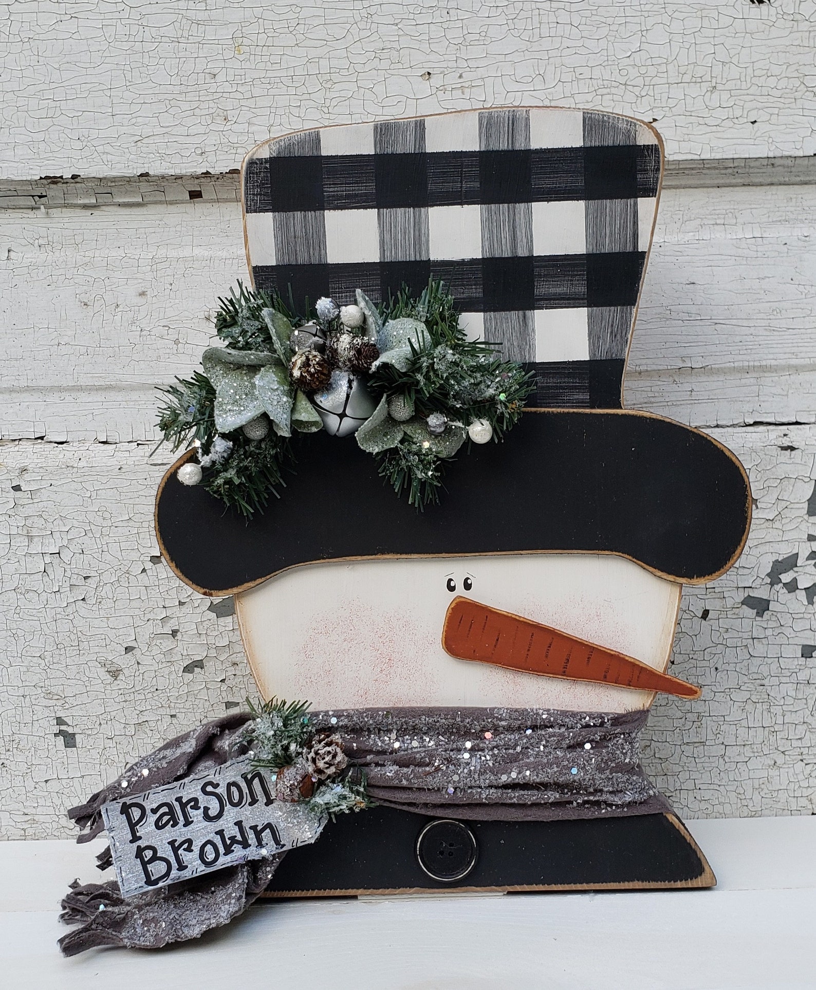 Buffalo Check Snowman Christmas Wood Craft Pattern Parson | Etsy