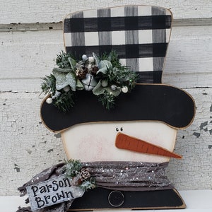 Buffalo Check Snowman Christmas Wood Craft Pattern Parson Brown - Etsy