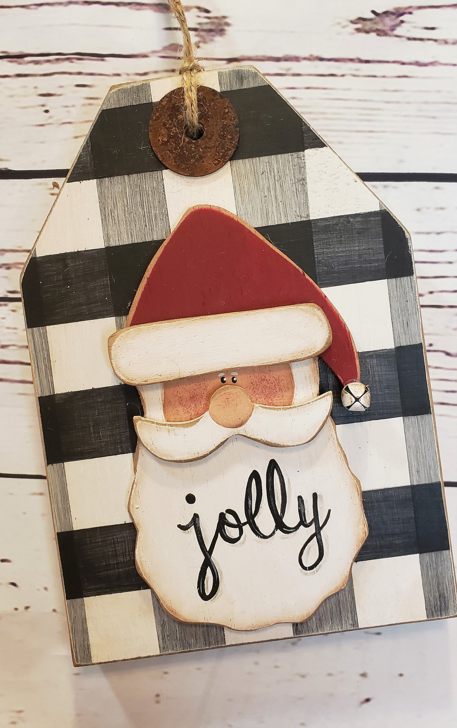Christmas Buffalo Check Snowman Winter Wood Tag DIY Craft Digital E ...