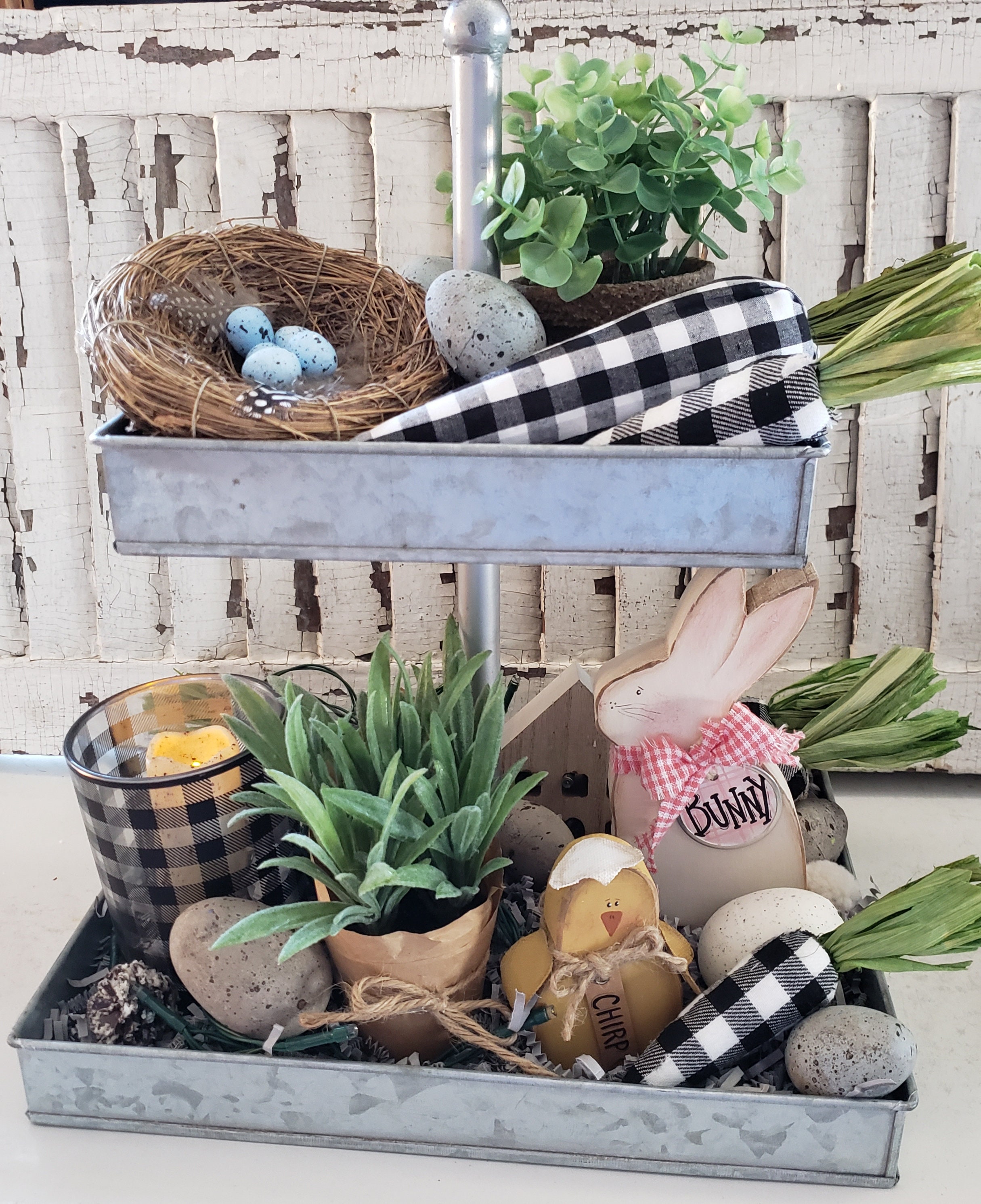 K280 Easter Spring DIY Craft Wood Pattern Bunny Plant Poke and | Etsy