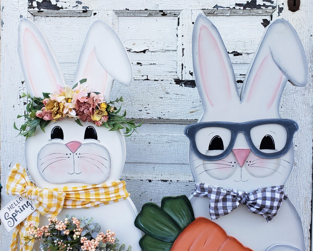 Spring Easter Porch Bunny With Glasses Wood Craft Pattern - Etsy