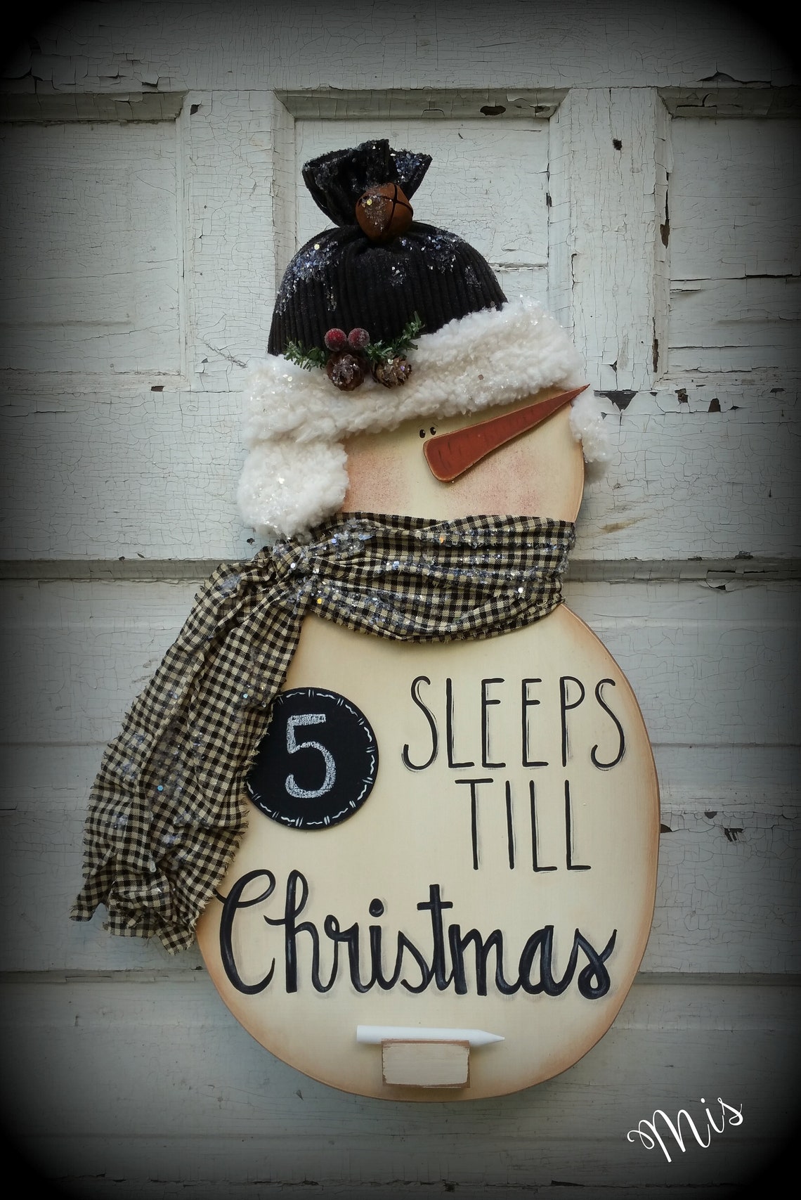 K259 Snowman Christmas Countdown Chalk Board or Door Hanger or - Etsy