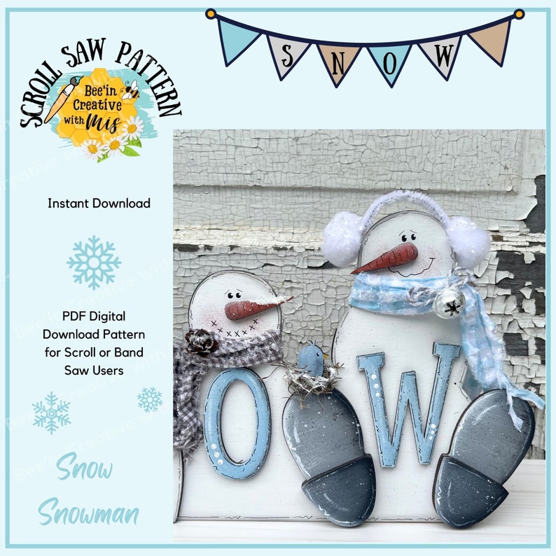 Winter Snowman Shelf Sitter Wreath Attachment Scroll Saw Pattern - Etsy