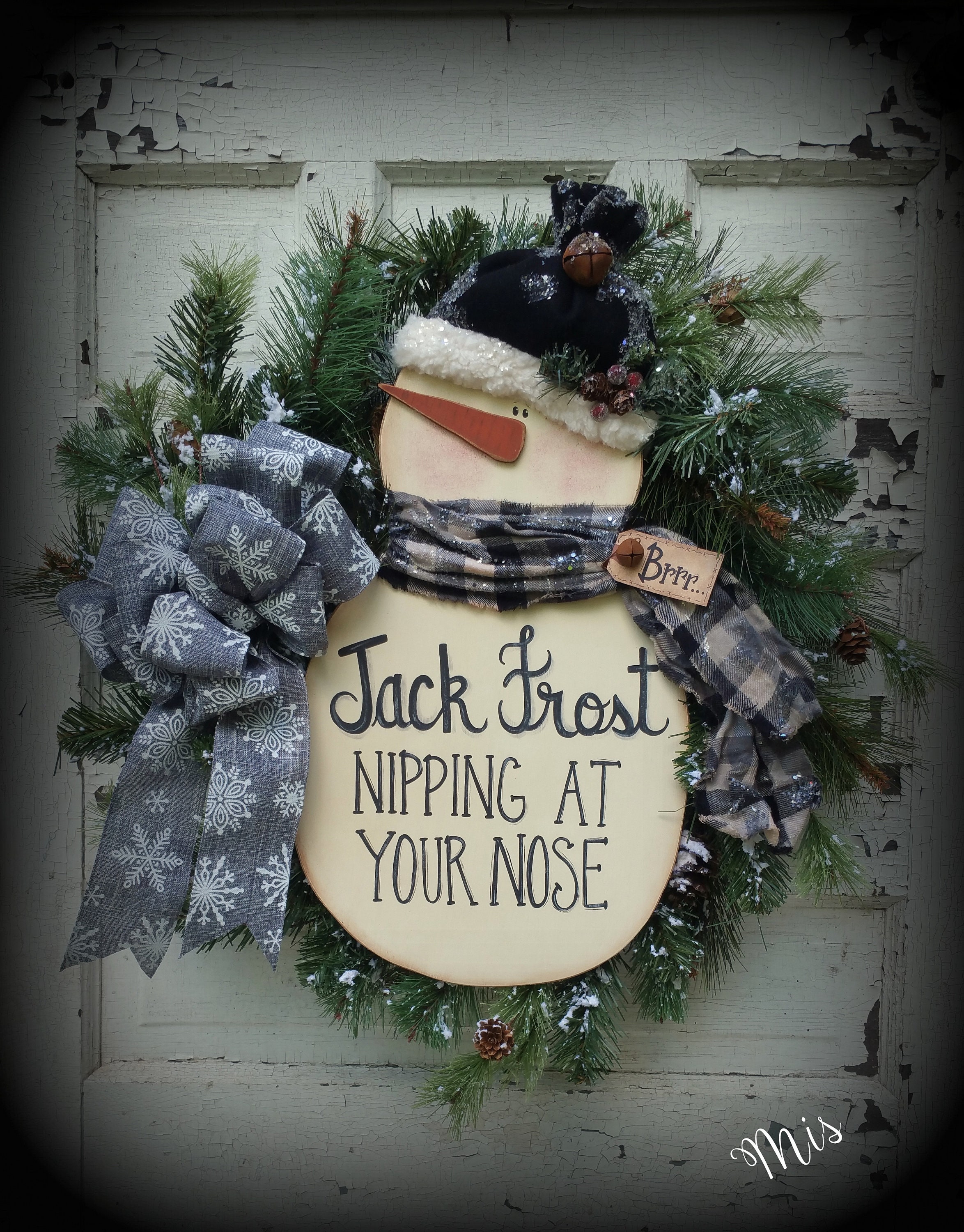 K259 Snowman Christmas Countdown Chalk Board or Door Hanger or Wreath ...