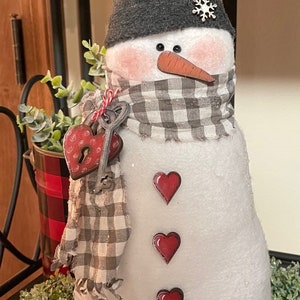 Winter Valentine Snowman Fabric Craft SEWING PATTERN Digital Download ...