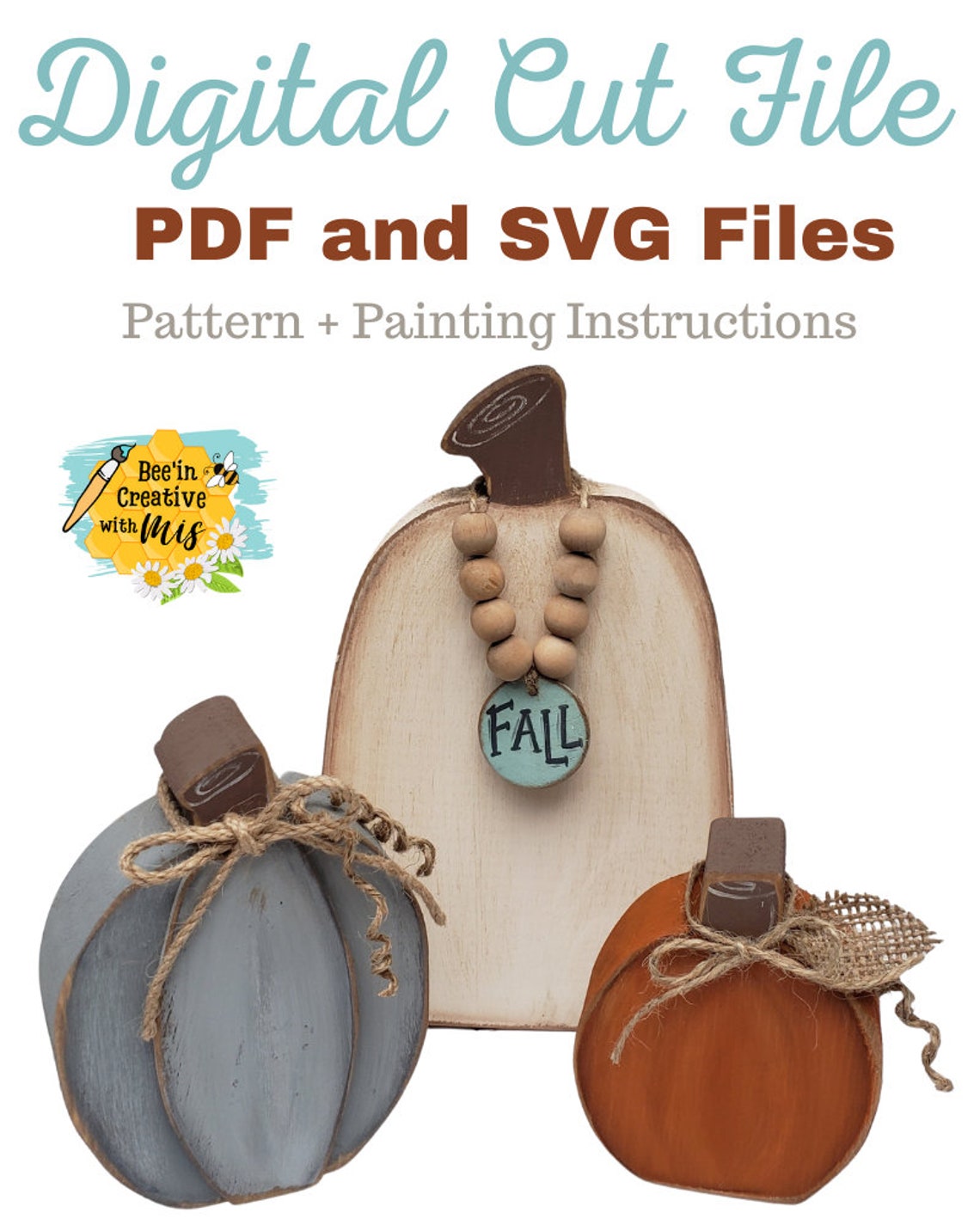 K268 Chunky Wood Pumpkins Fall Craft Template Pattern PDF and SVG ...