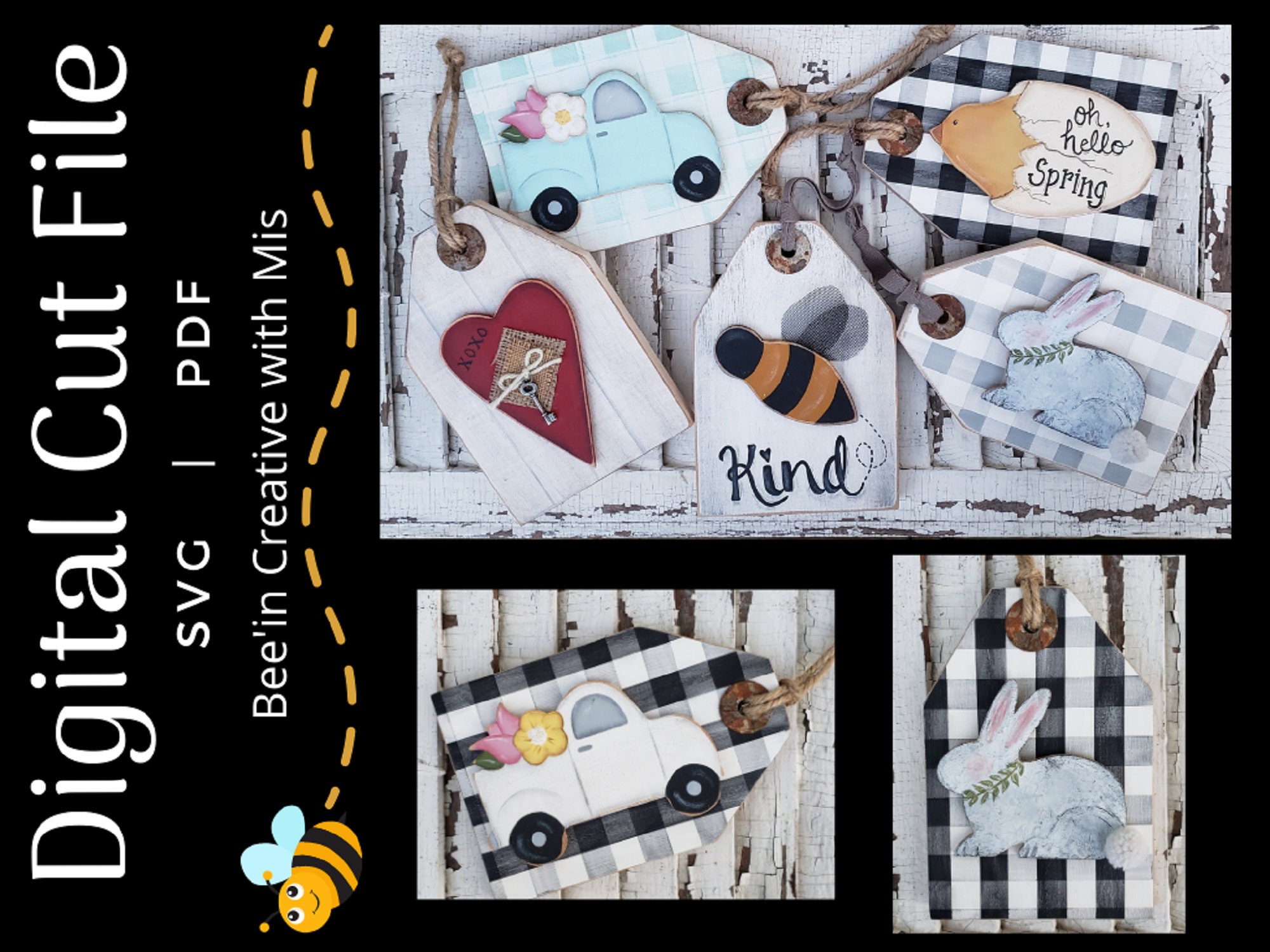 Wood DYI Craft Pattern Spring Easter Tag Digital SVG PDF Tiered Trays ...