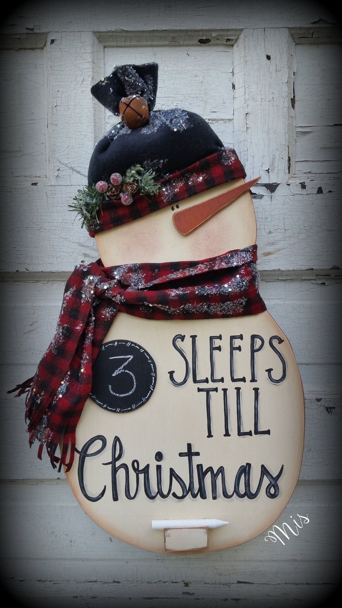 K259 Snowman Christmas Countdown Chalk Board or Door Hanger or Wreath ...