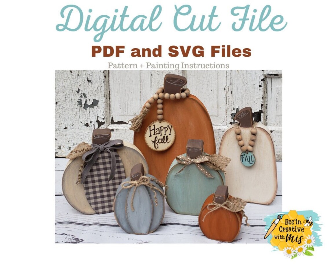 K268 Chunky Wood Pumpkins Fall Craft Template Pattern PDF and - Etsy