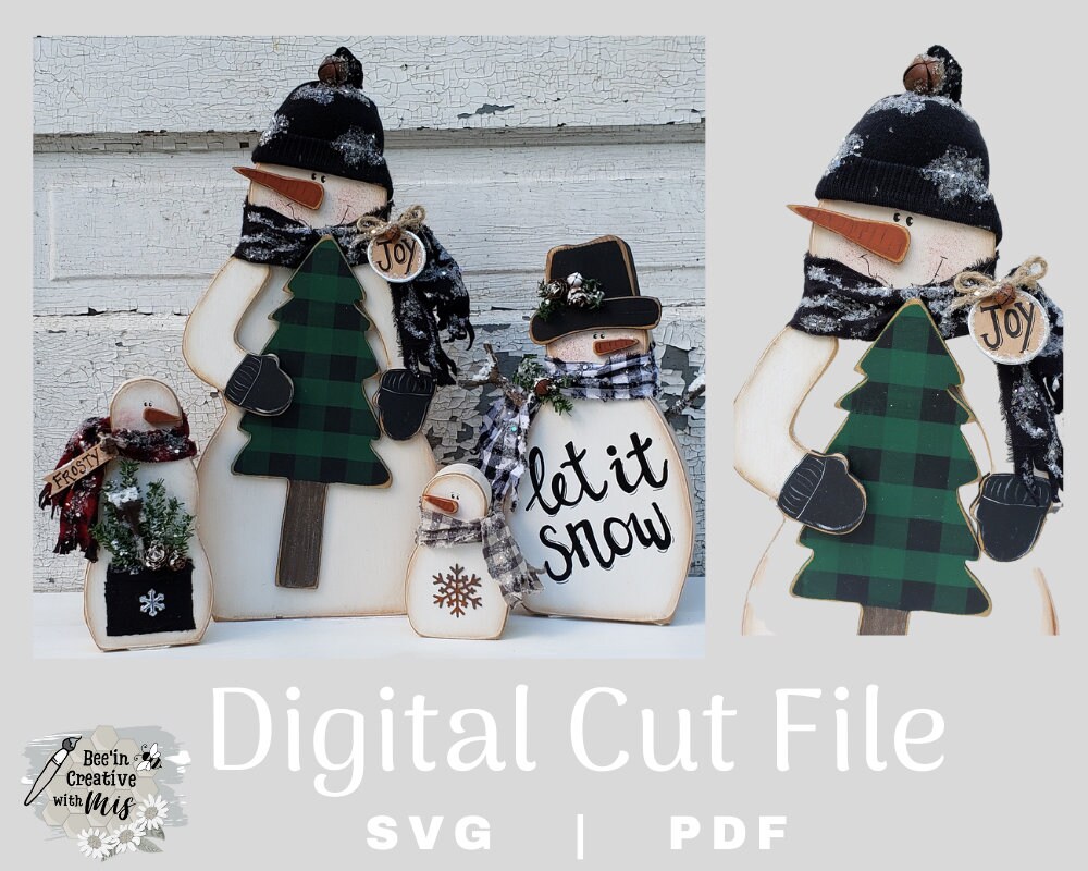 Christmas Wood Snowman Craft PATTERN Chunky Snowmen Set of 4 - Etsy Canada