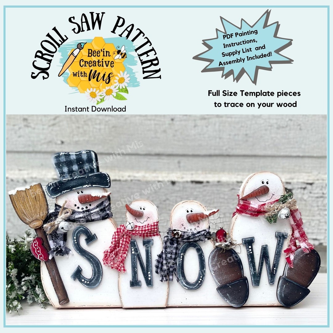 Winter Snowman Shelf Sitter Wreath Attachment Scroll Saw Pattern - Etsy