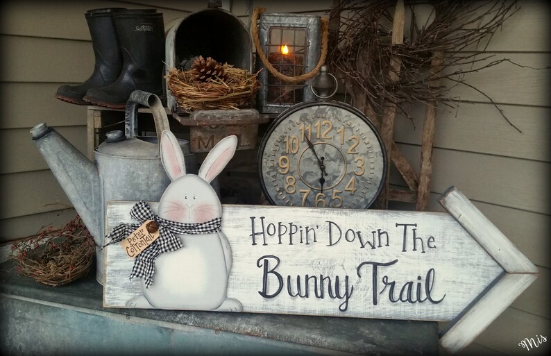 Wood Easter Bunny Farmhouse Sign K264 Peter Cottontail Sign - Etsy
