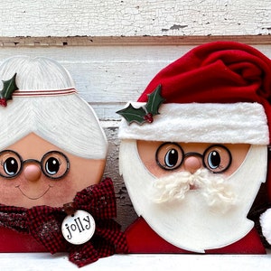 Christmas Mr and Mrs Santa Claus Wood Craft Pattern With Glasses - Etsy