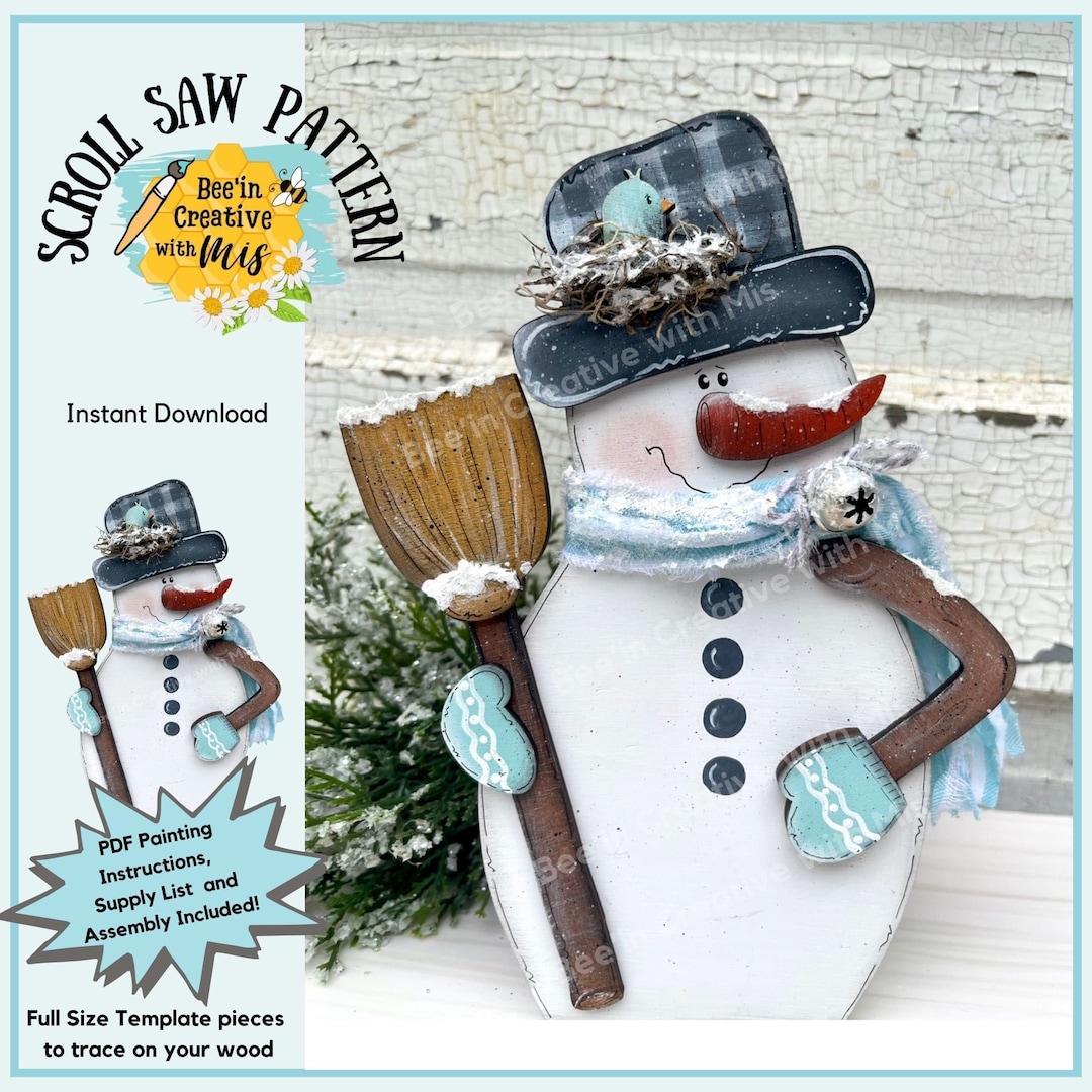 Winter Snowman With Bird Christmas PDF Digital Download Scroll Band Saw ...