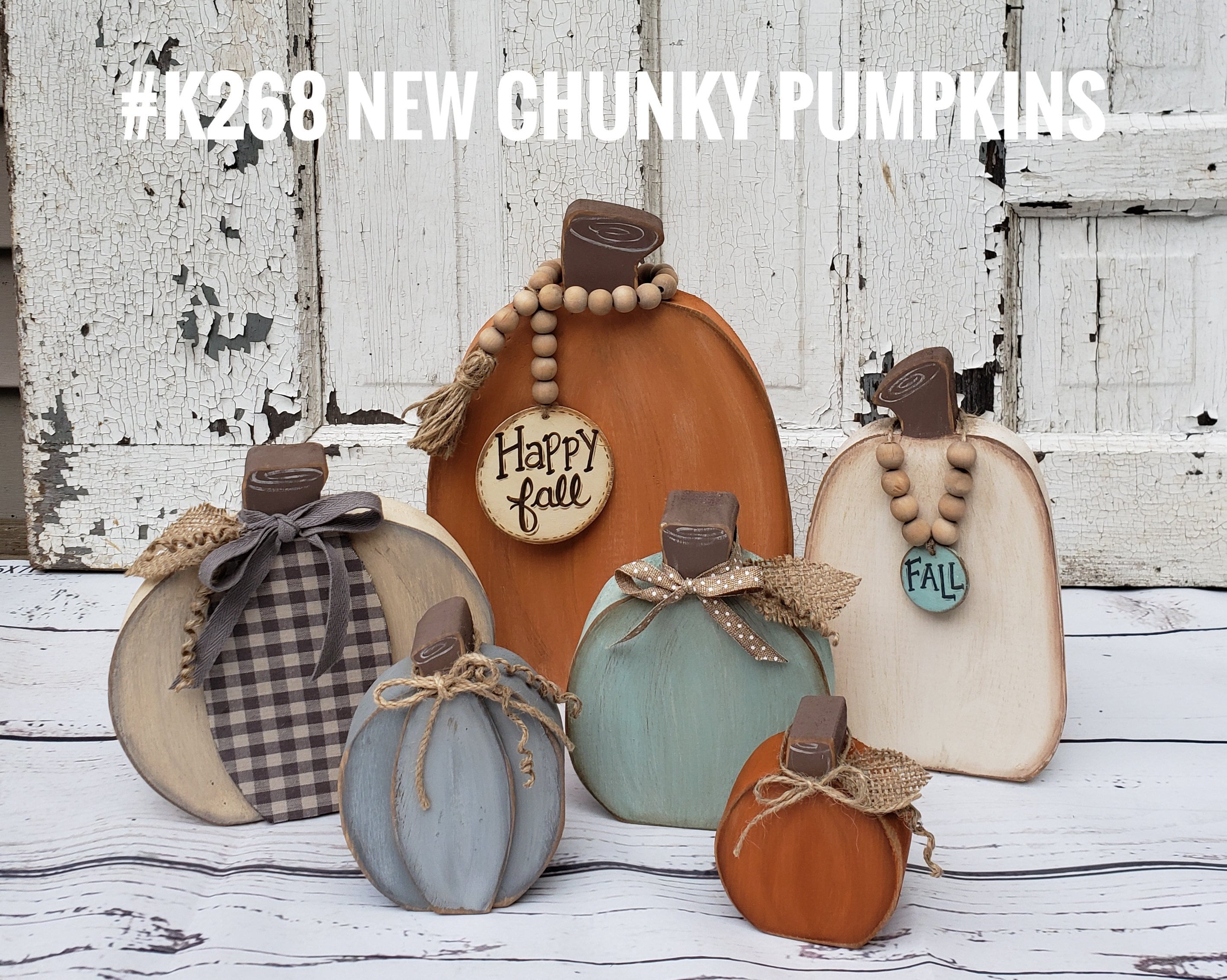 K268 Chunky Wood Pumpkins Fall Craft Template Pattern PDF and - Etsy
