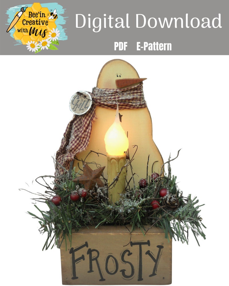 Lit'l Frosty Snowman Box Wood With Candle Light Digital - Etsy