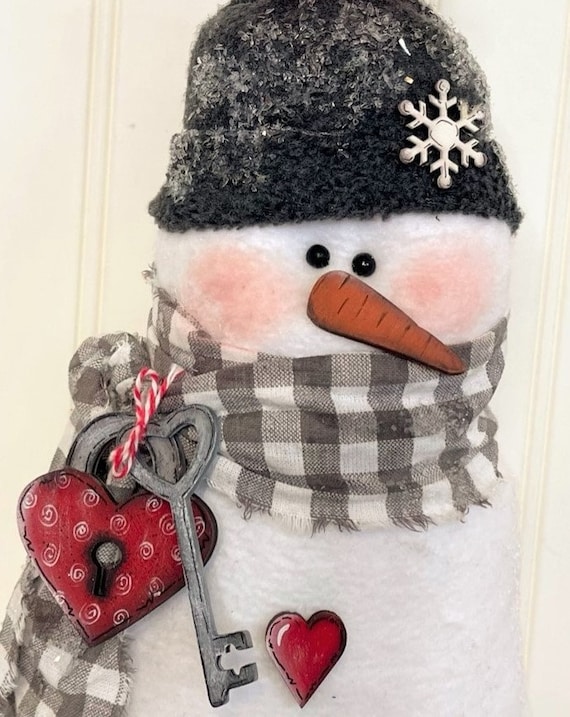 Winter Valentine Snowman Fabric Craft SEWING PATTERN Digital - Etsy