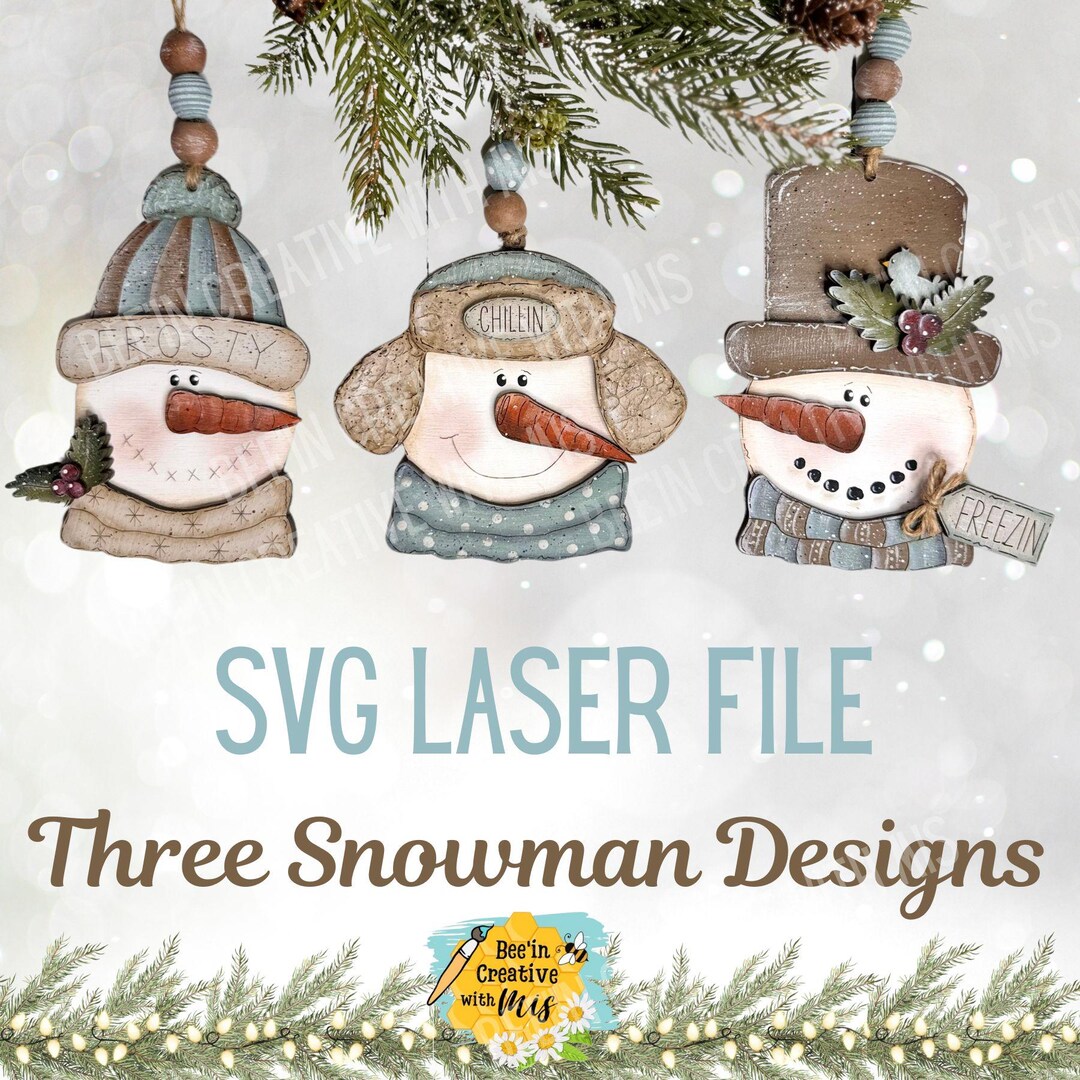 Snowman Christmas Ornaments Frosty Trapper Hat SVG Laser Cut File - Etsy