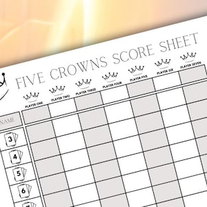 Five Crowns Score Sheet, Printable Score Sheet, Instant Download ...