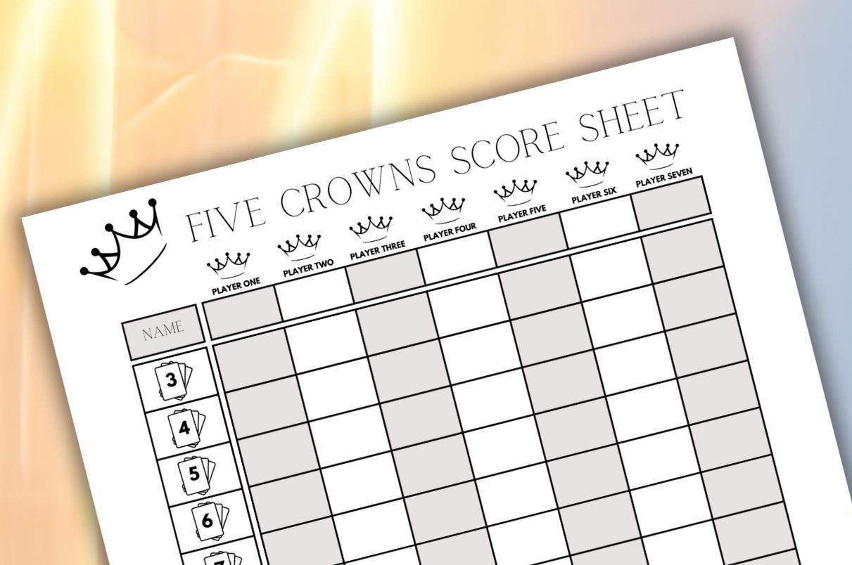 Five Crowns Score Sheet, Printable Score Sheet, Instant Download ...