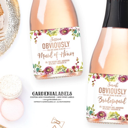 Bridesmaid Proposal Mini Champagne Labels Will You Be My - Etsy