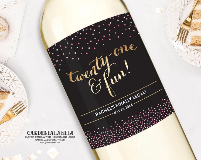 21st Birthday Wine Label, Pineapple Birthday Label, Twenty One and ...