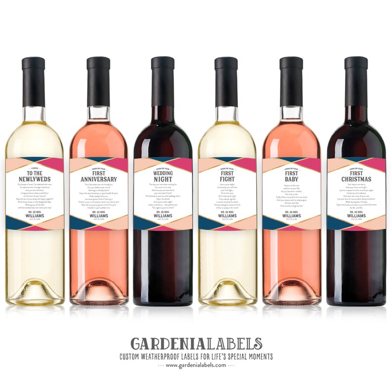 Wedding Milestone Wine Labels Unique Wedding Gift Engagement - Etsy
