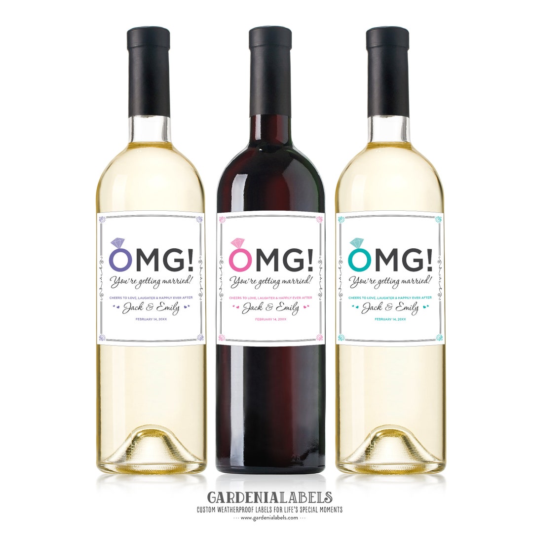 Engagement Champagne Label, Wedding Wine Label, Engagement Gift, OMG ...