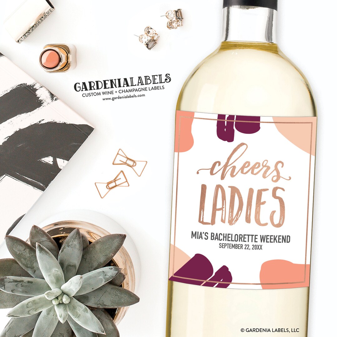CHEERS LADIES Bachelorette Wine Labels, Personalized Wine Label, Bridal ...
