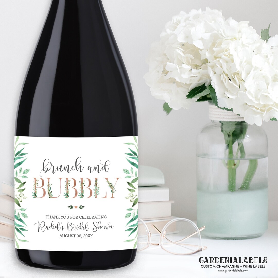 Brunch and Bubbly Champagne Bottle Labels, Bridal Shower Champagne ...