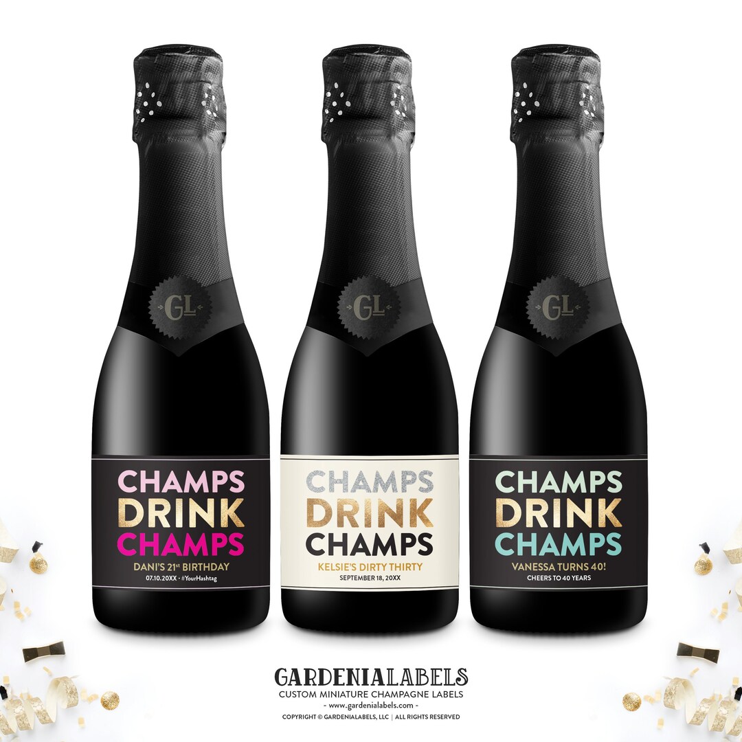 Champs Drink Champs Miniature Champagne Labels, Birthday Party Favors ...