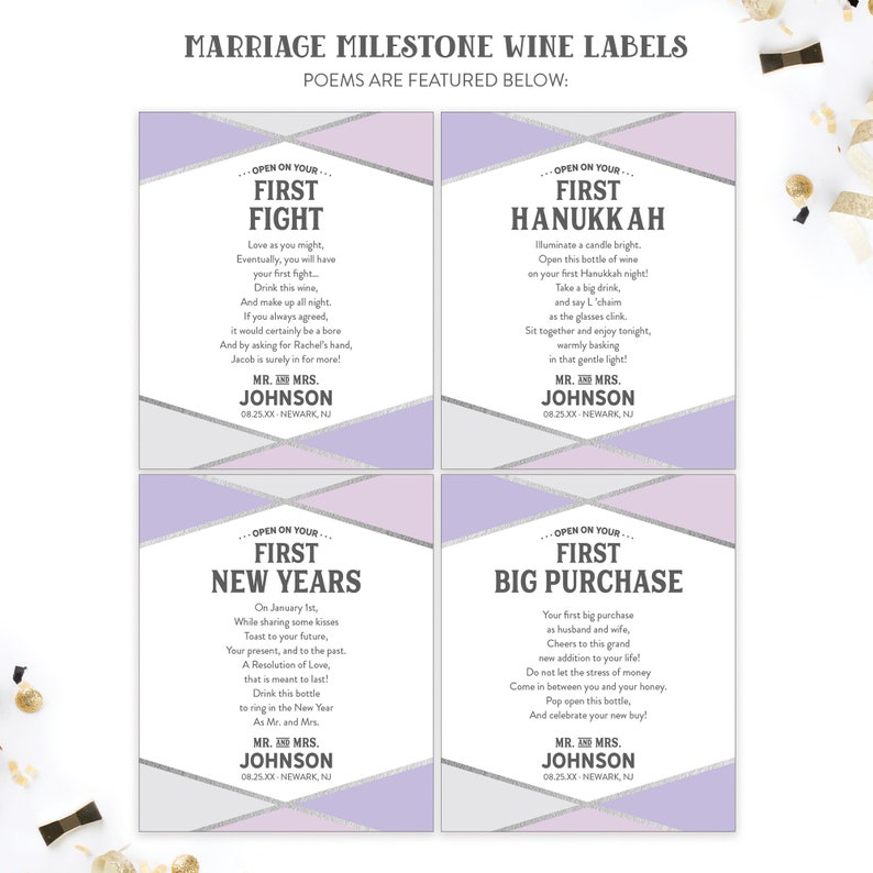 Wedding Milestone Wine Labels Unique Wedding Gift Engagement | Etsy