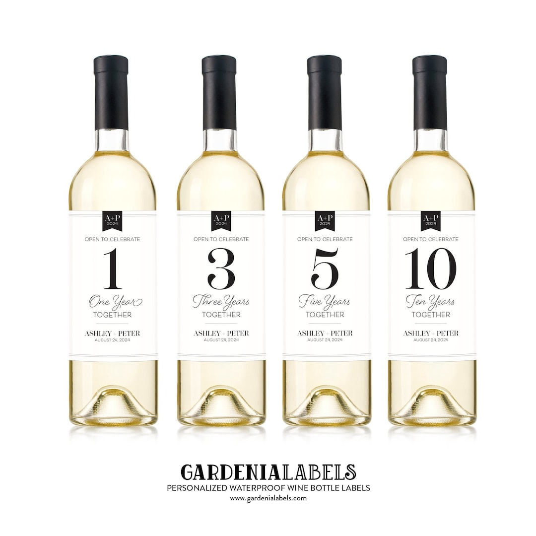 Anniversary Labels - Milestone Wine Label - Wine Basket Engagement Gift ...