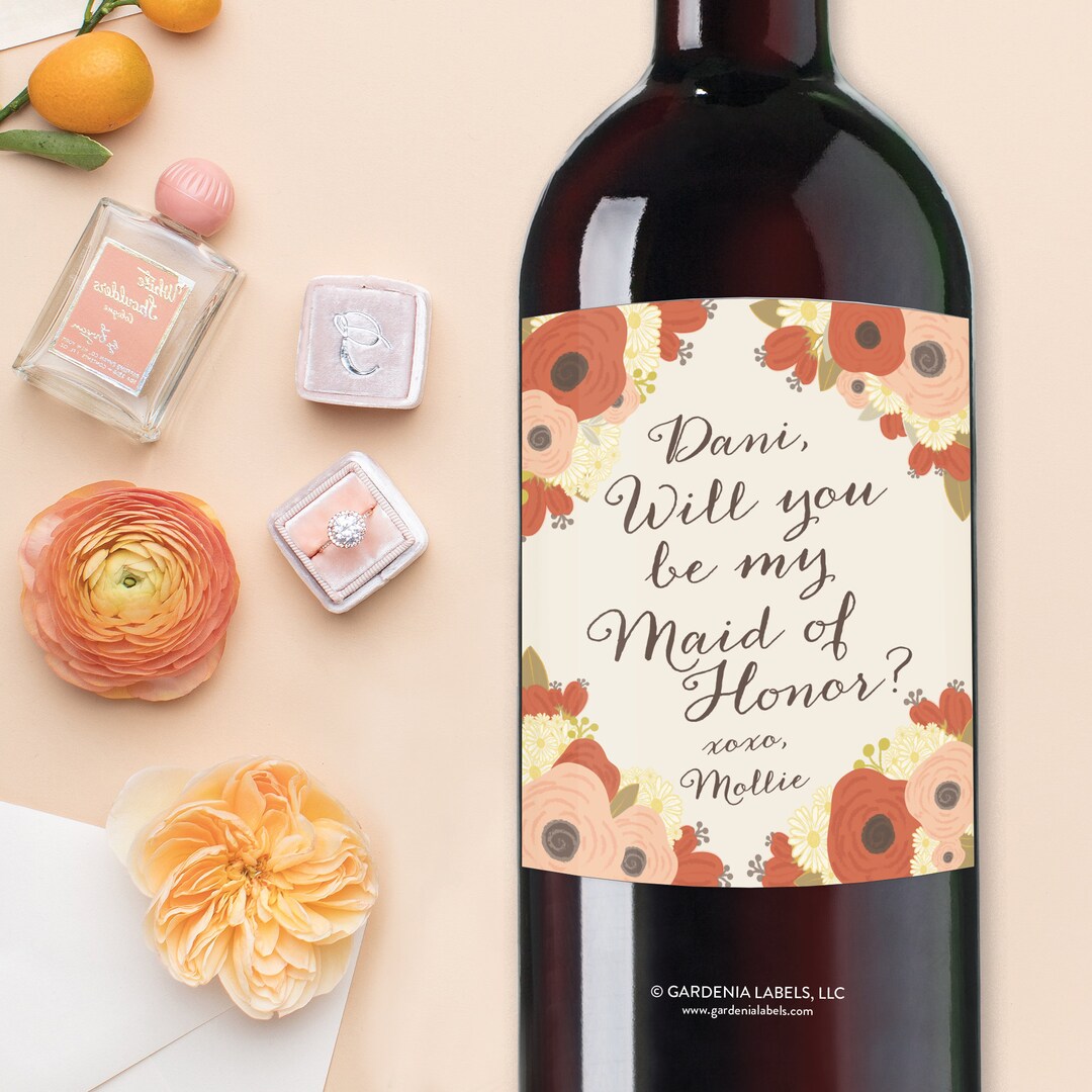 Will You Be My Bridesmaid Wine Label, Ask Maid of Honor Wine Label ...