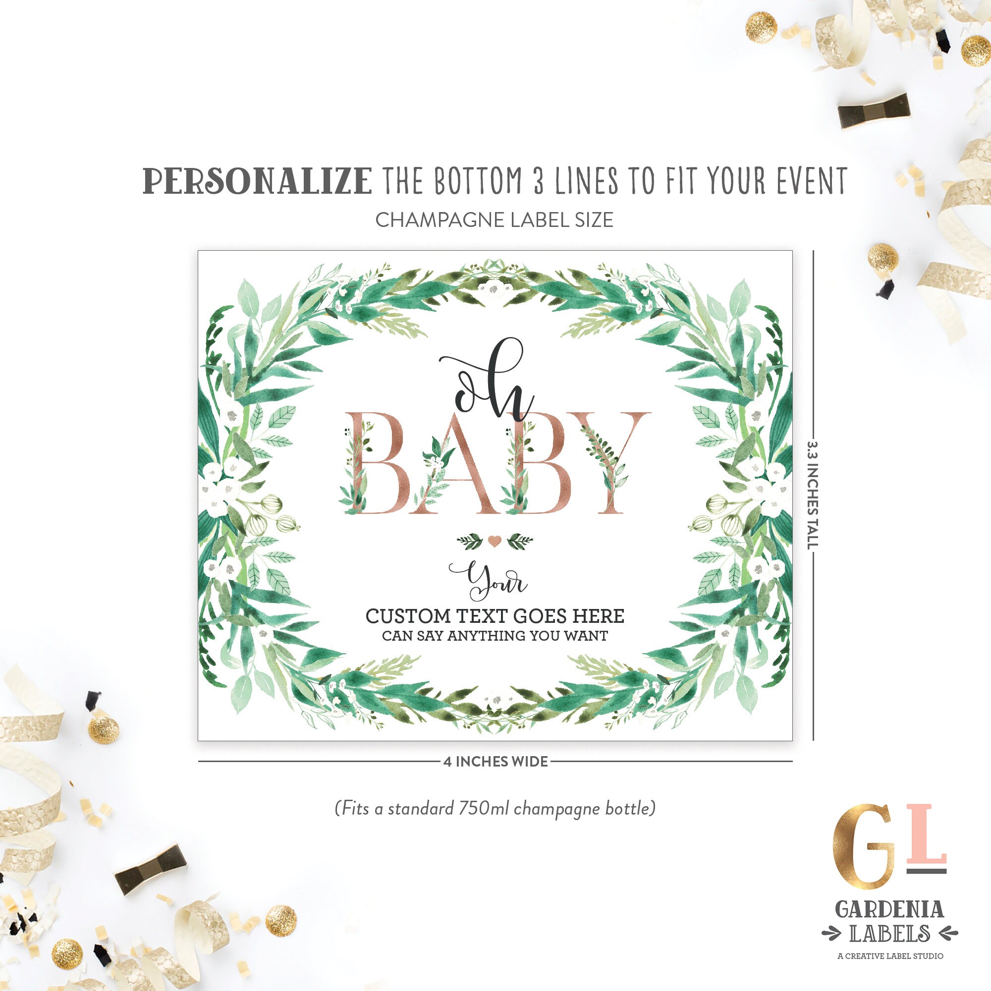 Baby Shower Favor Champagne Label Shower Wine Label Mini | Etsy