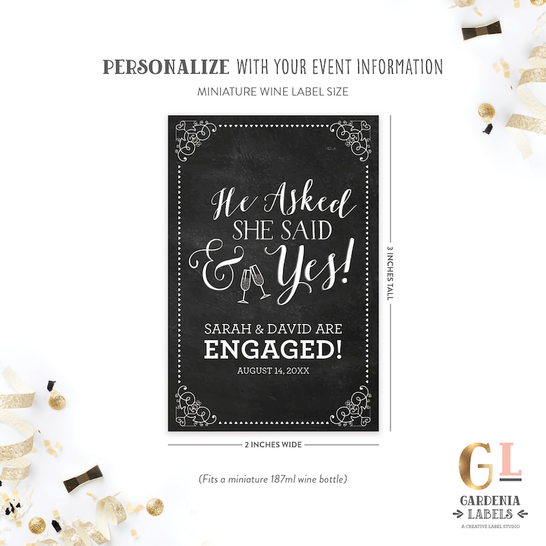 Engagement Party Favor He Asked She Said Yes Engagement Mini - Etsy