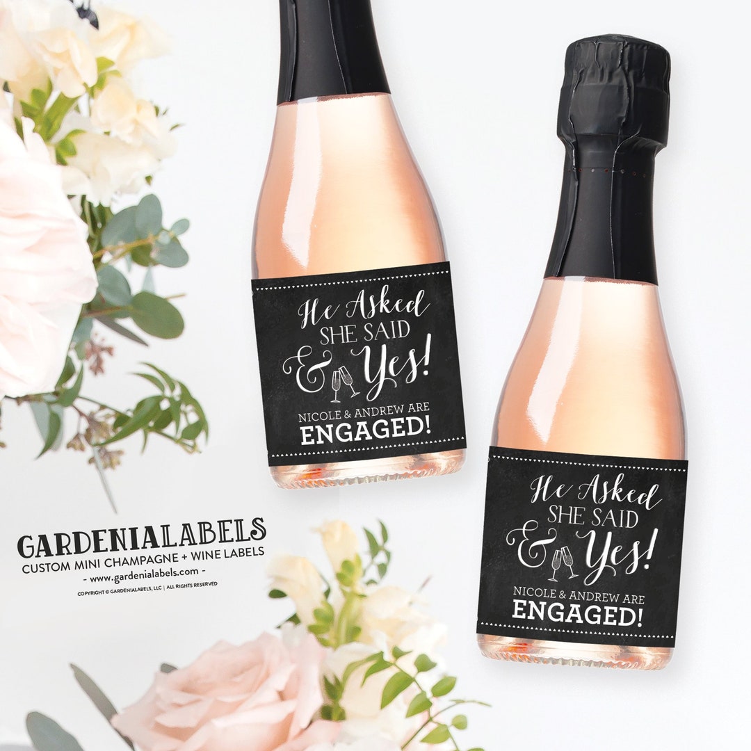 Engagement Party Favor, He Asked She Said Yes Engagement Mini Champagne ... Engagement Party Favor, He Asked She Said Yes Engagement Mini Champagne ...