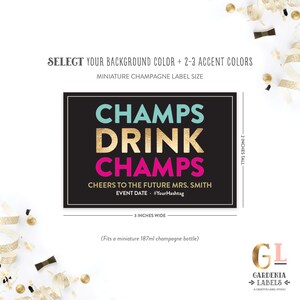 Mini Champagne Bottle Label, Bachelorette Party Favor, Champs Drink ...