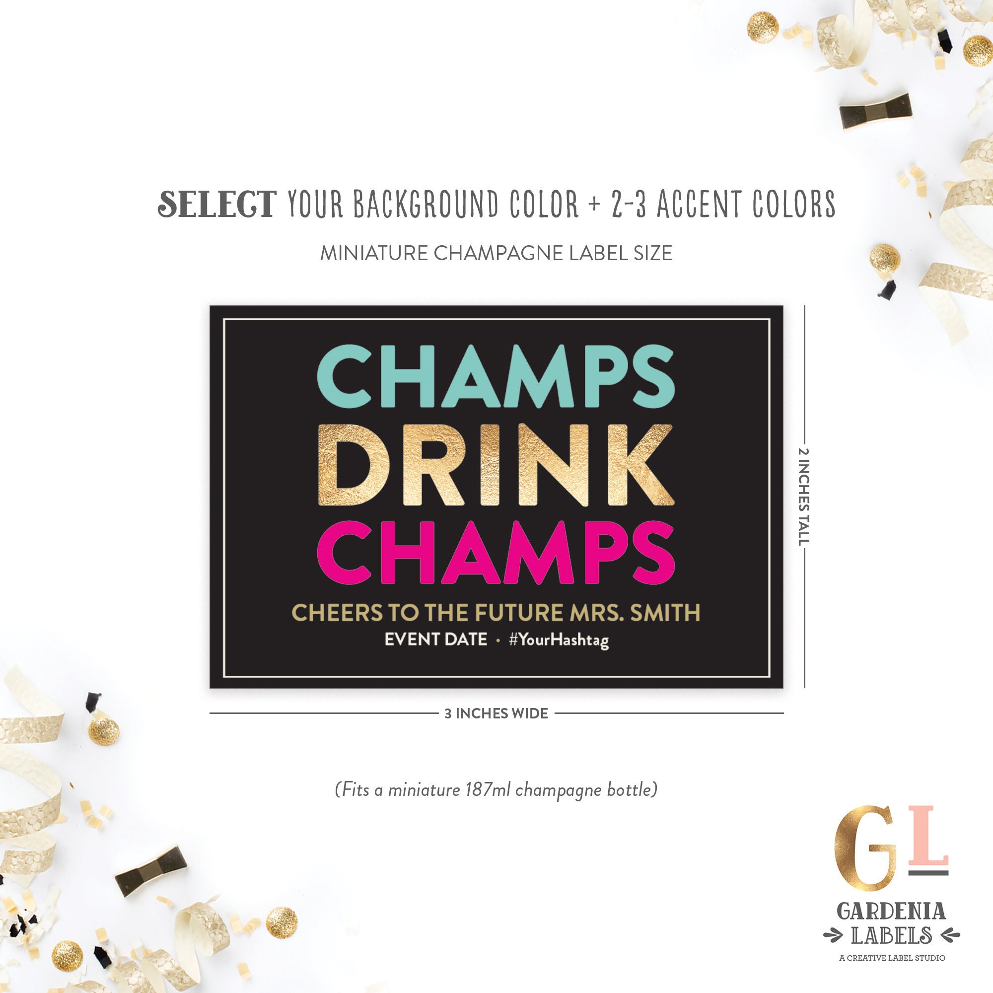 Mini Champagne Bottle Label Bachelorette Party Favor Champs | Etsy