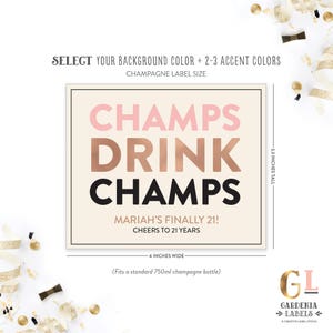 Champs Drink Champs Birthday Champagne Label, 21st Birthday Champagne ...