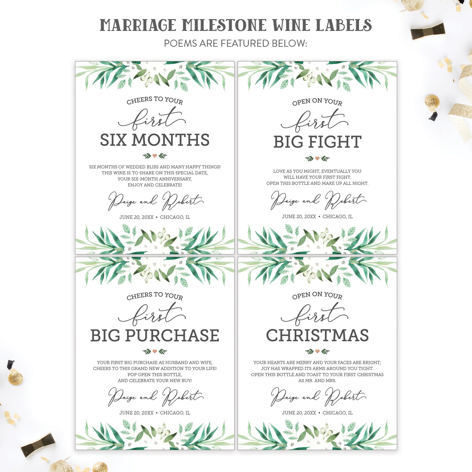 Milestone Wine Labels Wedding Milestone Wine Labels Bridal | Etsy