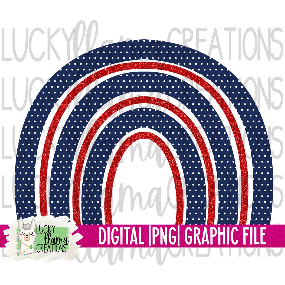 Rainbow | Fourth of July | Red White Blue | SUBLIMATION PNG | Transfer ...